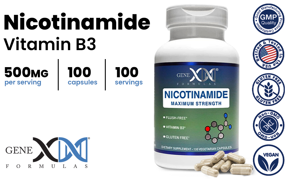 Amazon.com: Genex Formulas - Nicotinamide 500mg Vitamin B3 Flush Free Niacin Capsules for ...