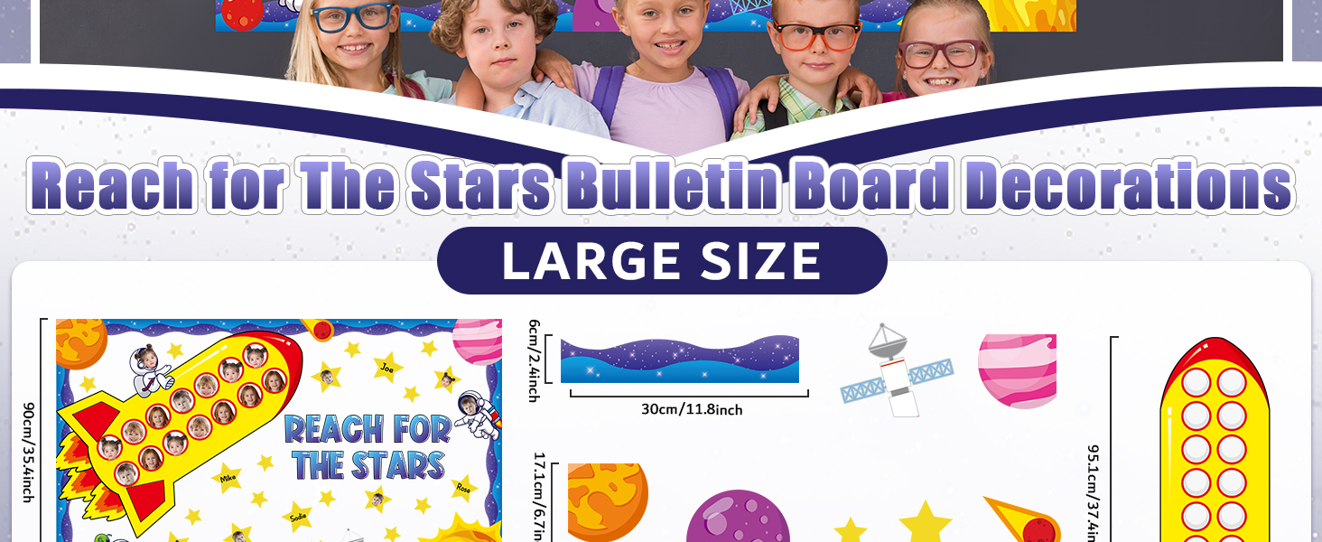 Amazon.com : Outer Space Bulletin Board Set Reach for The Stars ...