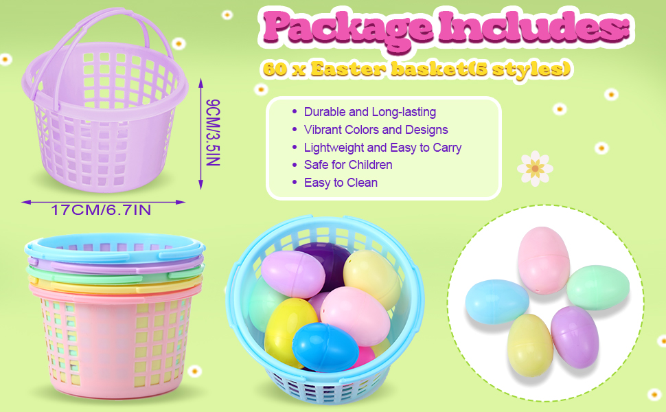 Amazon.com: DoubleFill 60 Pcs Pastel Plastic Easter Baskets Bulk Small ...