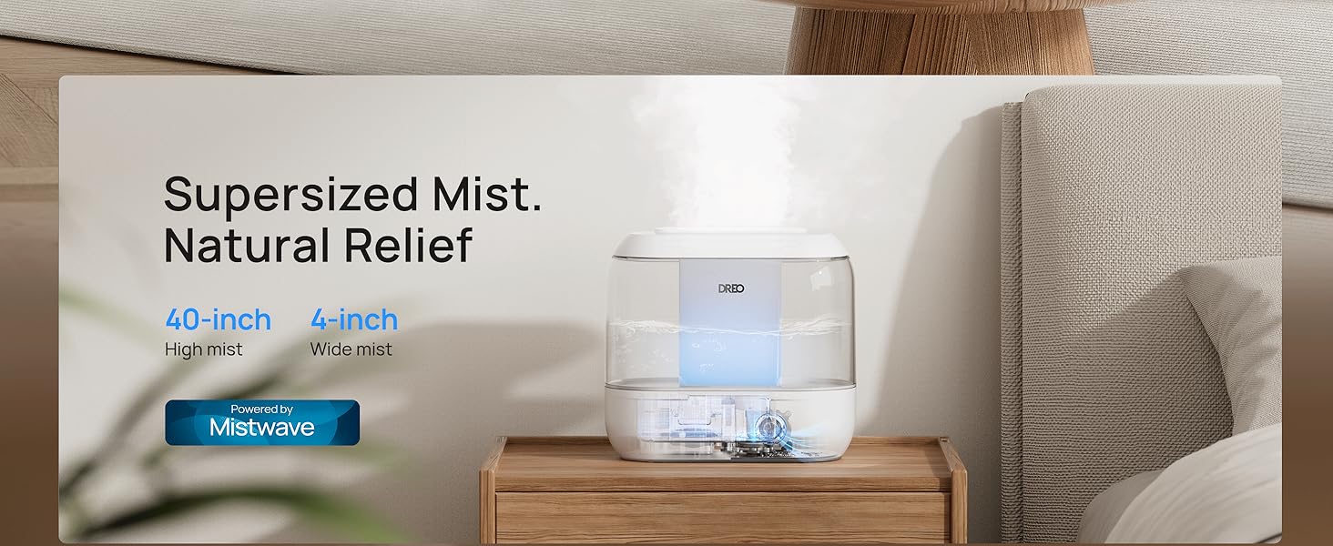 Amazon.com: Dreo Humidifiers for Bedroom, 4L Top Fill for Large Room ...