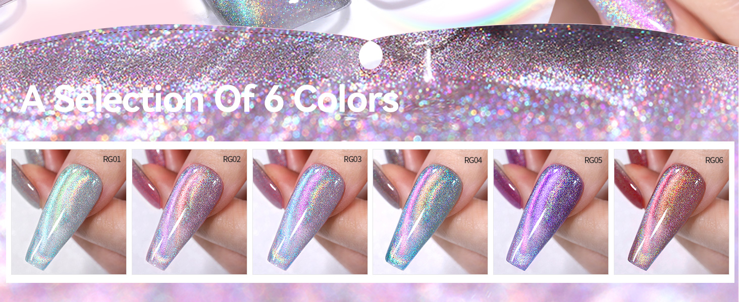 Amazon.com: Born Pretty Magnetic Gel Nail Polish Holographic Glass Cat Magnetic Eye Gel Polish ...