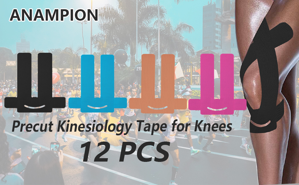 Amazon.com: 12 Count Precut Kinesiology Tape for Knees, Waterproof Knee Tape for Knee Pain ...