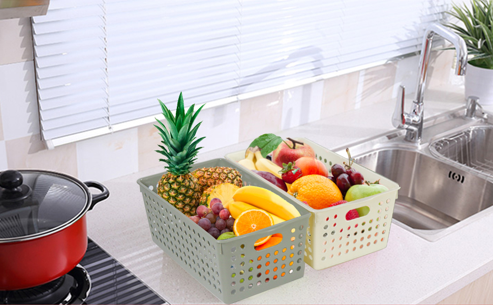 Amazon.com - 8 Pack Plastic Storage Baskets - Small Pantry Organizer ...