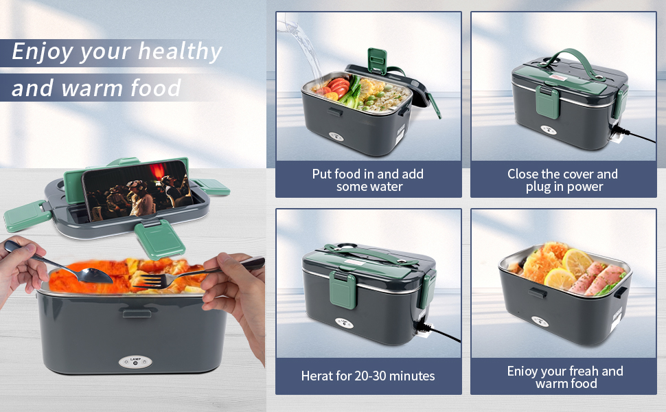 Amazon.com: NZN Electric Lunch Box Food Heater,1.8L Leakproof Food Warmer Heating Lunch Box ...