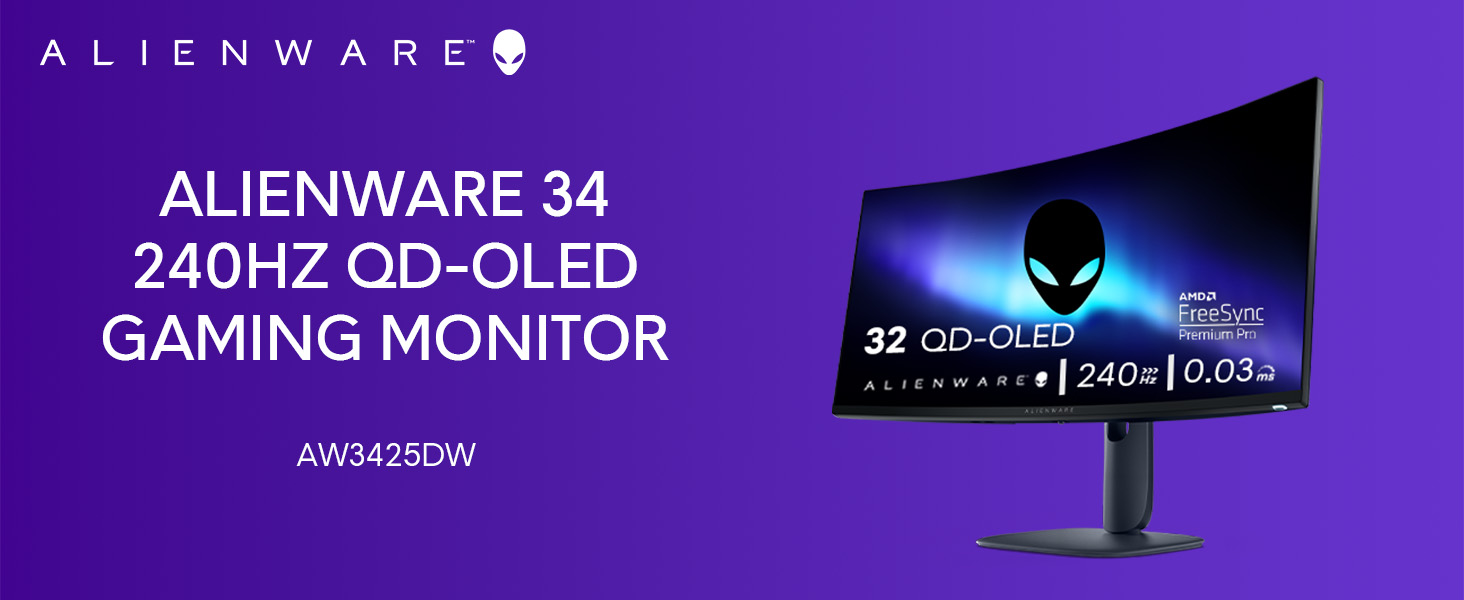 Amazon.com: Alienware 34 240Hz QD-OLED Curved Gaming Monitor - AW3425DW - 34.2-inch WQHD (3440 x ...
