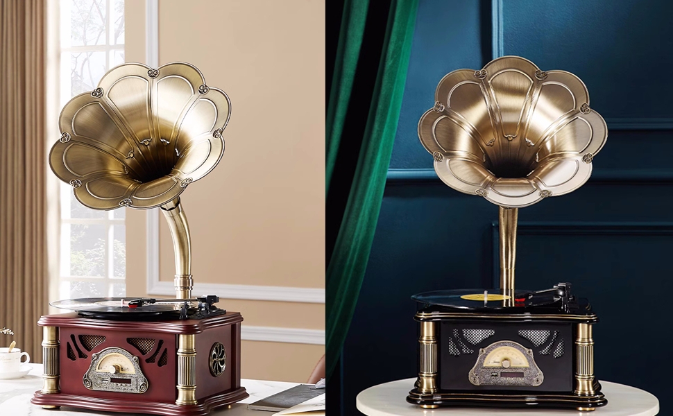 Amazon.com: HZLSBL Vintage Gramophone with Bluetooth Output Vintage ...