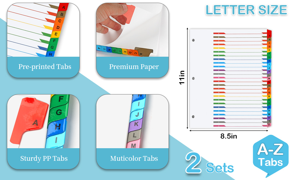 Amazon.com : Alphabet Binder Dividers for 3 Ring Binder, COIDEA A-Z ...