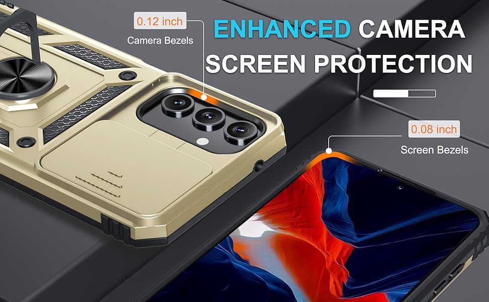 Amazon.com: Janmitta for Samsung Galaxy A55 5G Case Built in Slide Camera Lens Cover+Screen ...