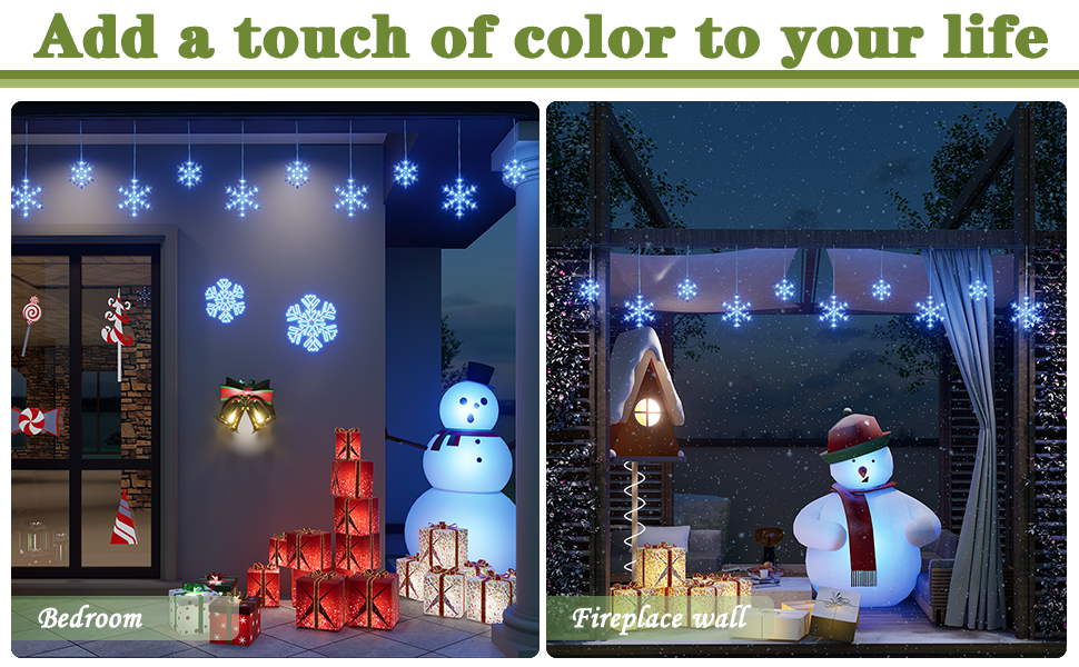 beatineon Snowflake String Lights, 2 Pack Connectable Hanging Christmas ...