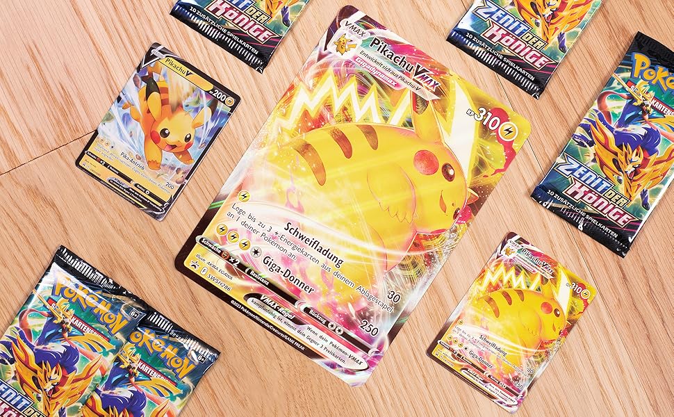 Pokémon-Sammelkartenspiel: Spezial-Kollektion Zenit der Könige: Pikachu-VMAX (2 geprägte ...