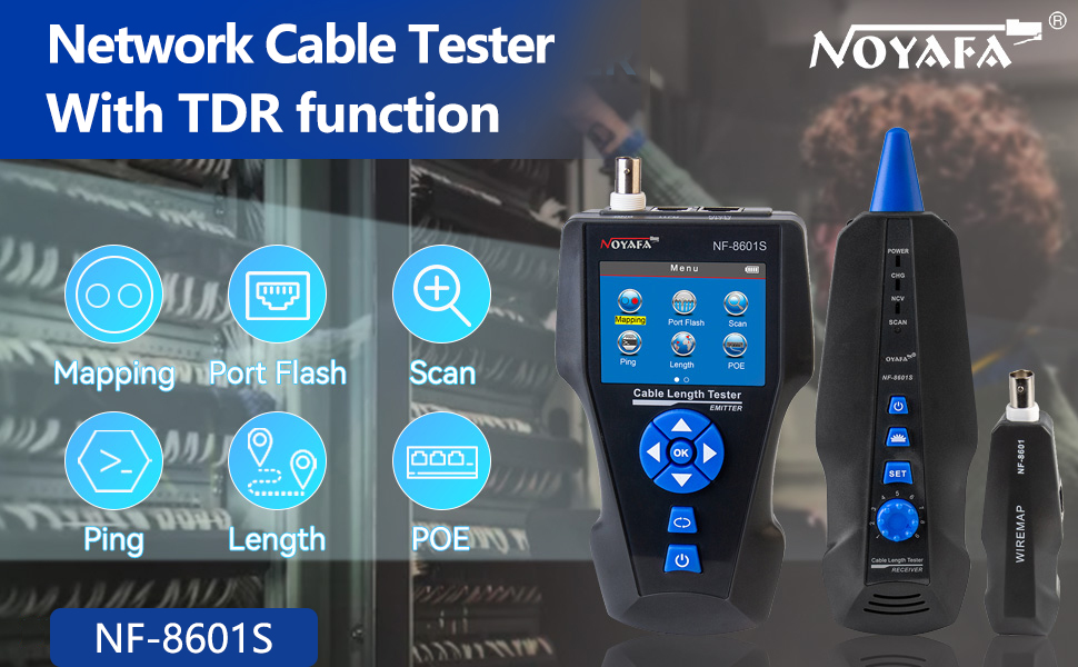 NOYAFA NF-8601S - Probador de cable de red RJ45 RJ11 LAN de longitud del cable rastreador de ...