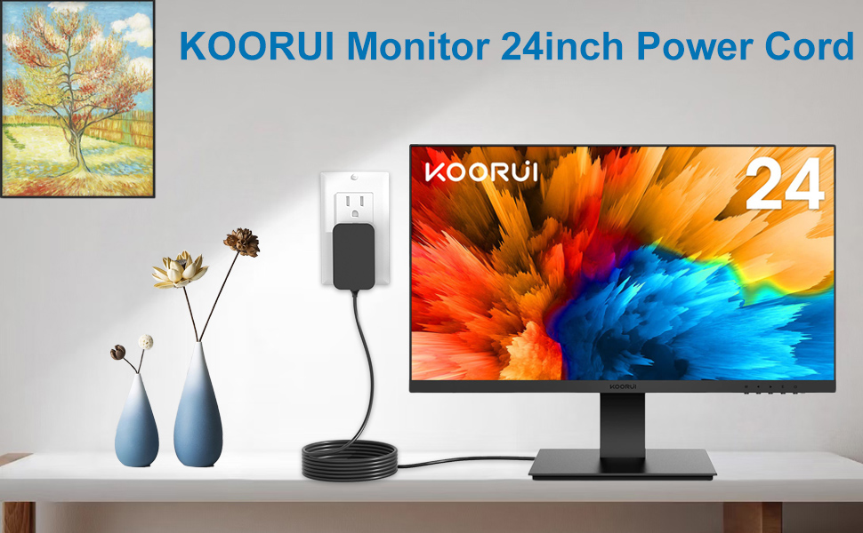 Amazon.com: 12V Computer Monitor Power Cord for Koorui 24N1 24N1A 24E3 24E4 24N5C 22N1 27N1A N01 ...