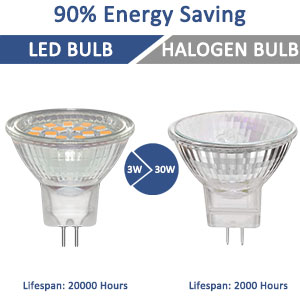 Lot de 6 Ampoule GU4 LED 3W Spot, Blanc Chaud 3000K, Équivalent 20W 30W Lampe Halogène, 300LM ...