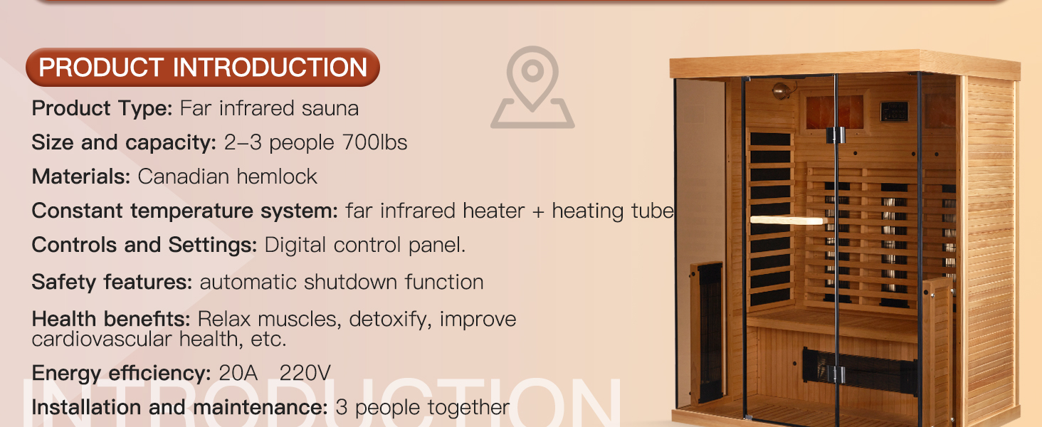 Amazon.com : SWHSE Full Spectrum Infrared Sauna, 2-3 Person Home Sauna with 6 Heating Tubes&3 ...
