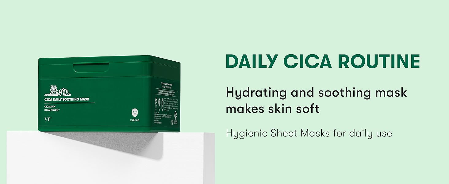 Amazon.com : VT COSMETICS Daily Soothing Mask 30ea, Facial Sheet Mask Pick and Quick Dispenser ...