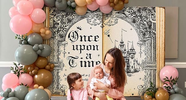 Amazon.com : Avezano Fairy Tale Books Backdrop Vintage Once Upon a Time ...