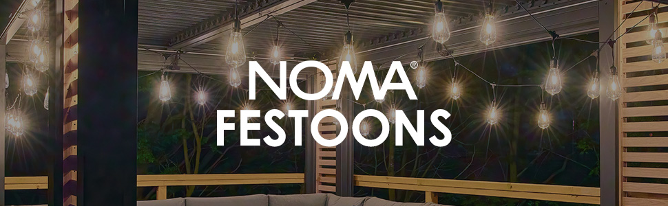 NOMA Traditional Festoon Lights with Black Cable, 20 White Bulbs : Amazon.co.uk: Lighting