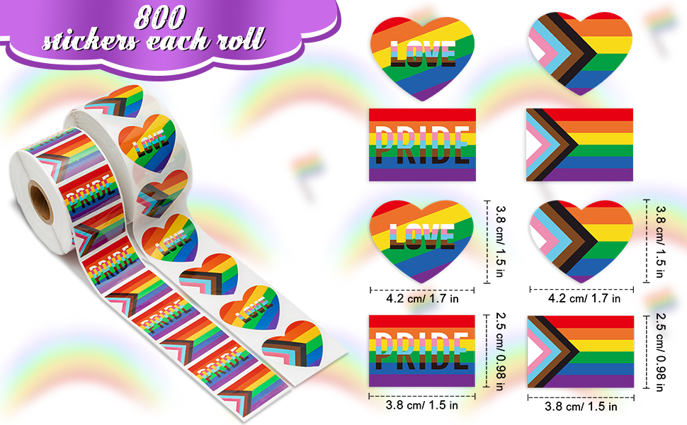 Amazon.com: BeYumi 1600Pcs LGBTQ Pride Heart Stickers LGBT Rainbow Flag Stickers Self Adhesive ...