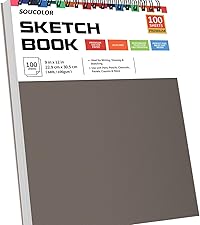 Amazon.com: Soucolor 9" x 12" Sketch Book, 1-Pack 100 Sheets Spiral Bound Art Sketchbook, (68lb ...