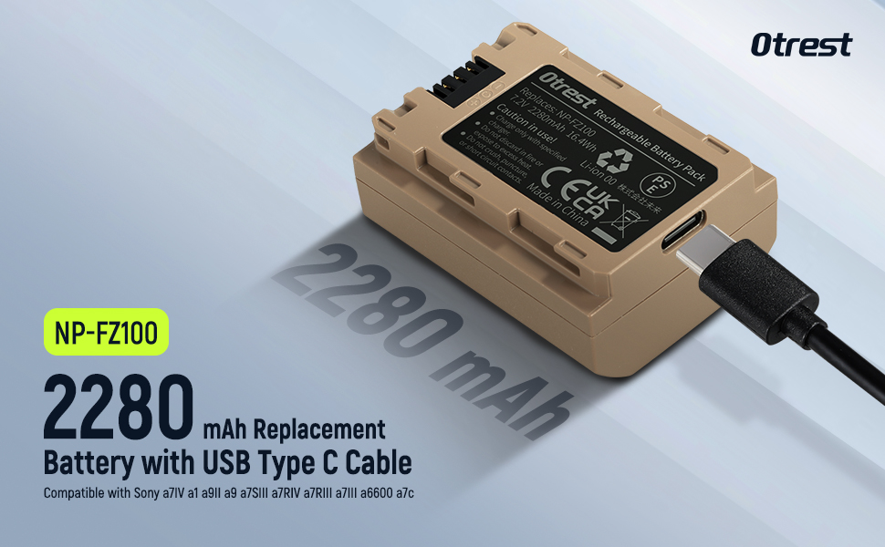 Amazon.com: OTREST 2280mAh NP-FZ100 Replacement Battery, Rechargeable Camera Lithium Battery ...