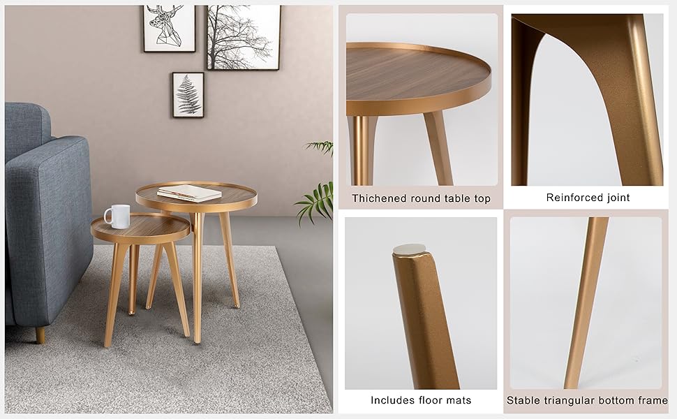 Amazon.com: COVLON Nesting Tables, Modern Side Tables Set of 2, Small Nesting Coffee Table for ...