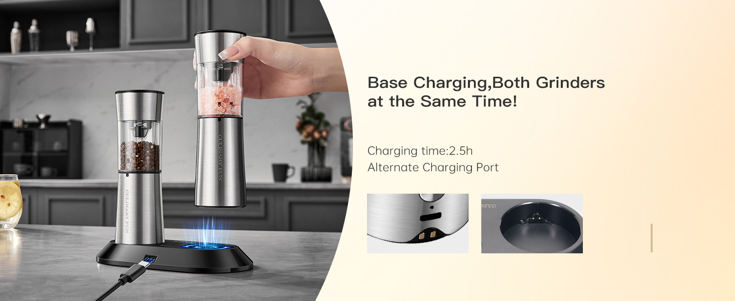 Amazon.com: Gravity Electric Salt and Pepper Grinder Set – Rechargeable Pepper Mill with USB-C ...