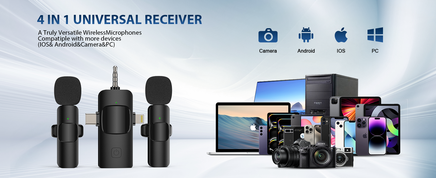 Amazon.com: EVXVE 4 in 1 Mini Microphones Wireless Lavalier Microphone : Musical Instruments