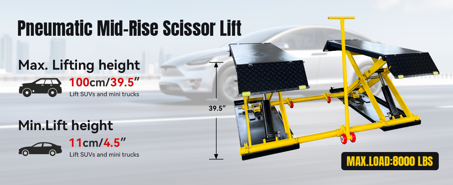 Amazon.com: DMC-FPPS 8,000 LBS Scissor Lift Mid Rise, 110V Car Lift, Pneumatic Release Auto Lift ...