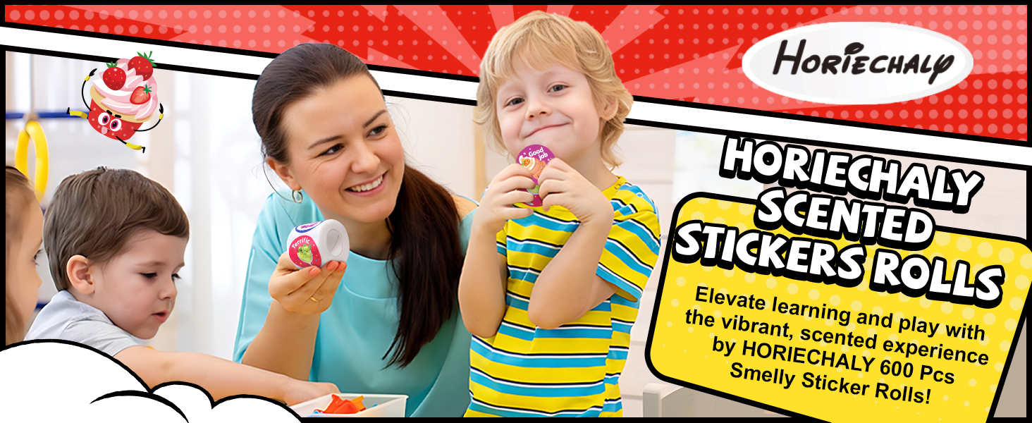 HORIECHALY 3 Rolls Scratch and Sniff Scented Stickers for Kids, 600 Pcs ...