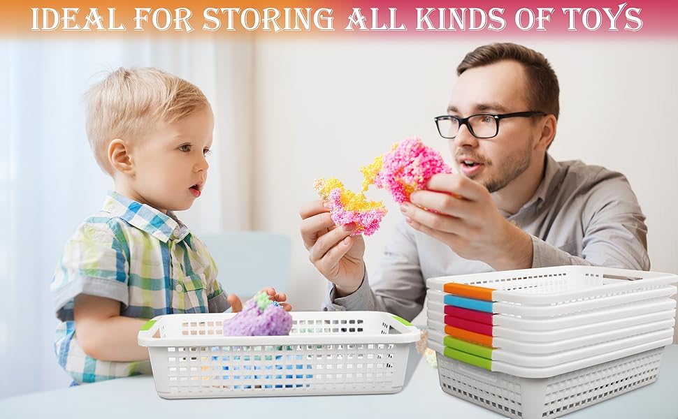 Amazon.com - Plastic Storage Baskets with Handles - 8 Pack Pantry ...