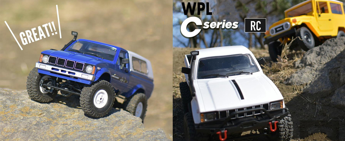 Rock Crawler RC Truck 4x4 Offroad 1:16 Scale WPL C24 Remote Control Truck 2.4Ghz with Led ...