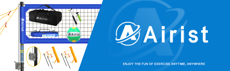 Airist Heavy Duty Volleyball Net Outdoor with Steel Anti-Sag System, Adjustable Aluminum Poles ...