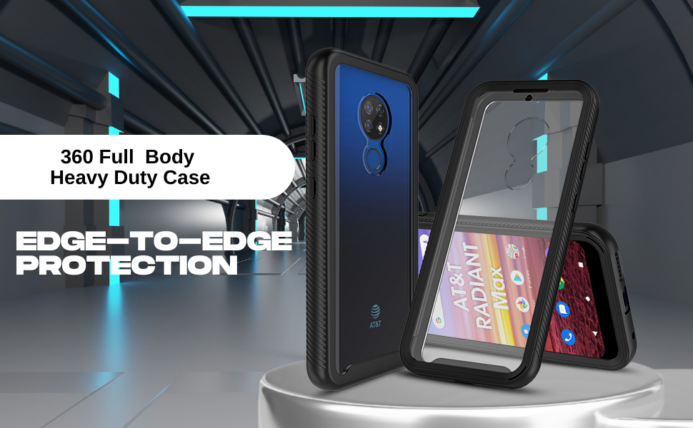 Amazon.com: CBUS Heavy-Duty Phone Case with Built-in Screen Protector Cover for AT&T Radiant Max ...