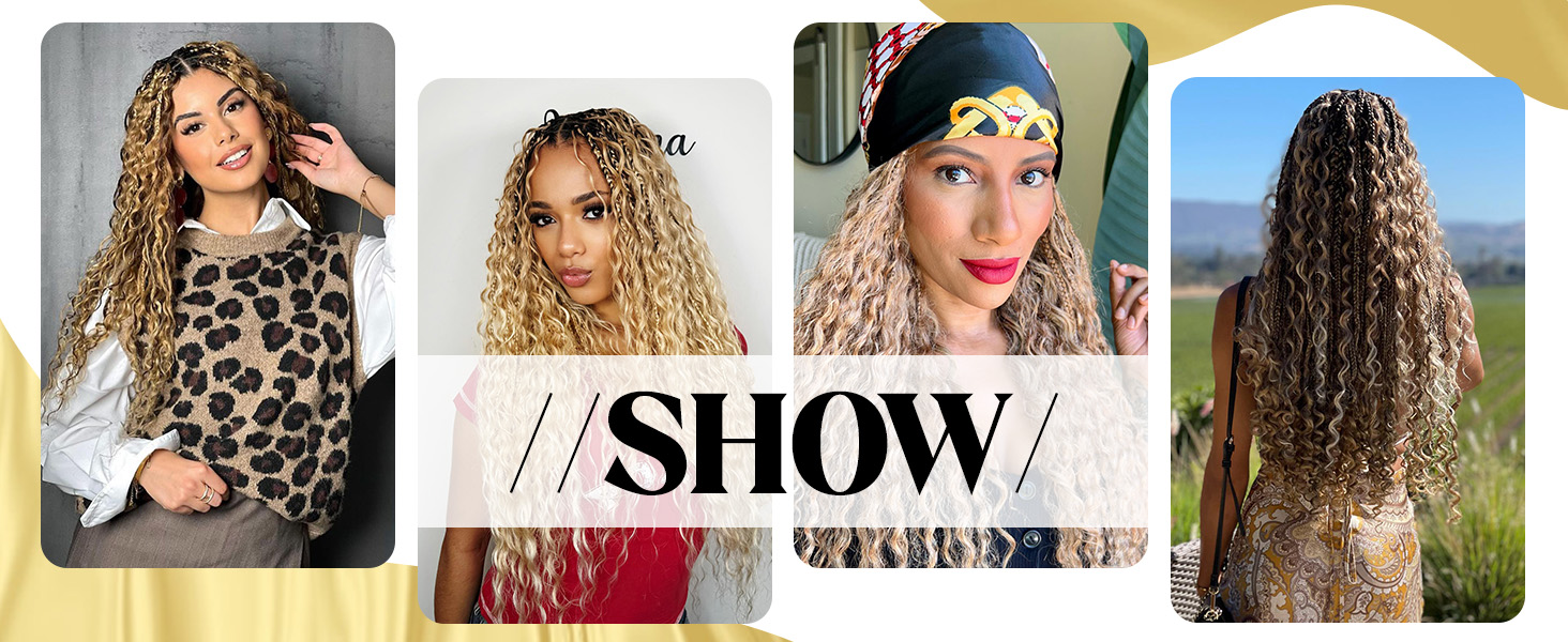 Amazon.com : Syrenlore Highlighted Multi-Blonde Braiding Human Hair for Boho Knotless Braids ...