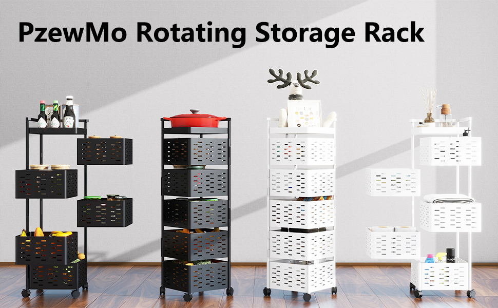 Amazon.com: PzewMo Rotating Storage Rack, 5 Tiered Shelf Organizer ...