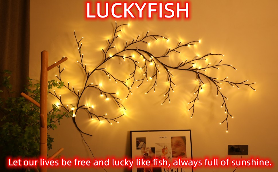 Amazon.com: LUCKYFISH LED Lighted Willow Vine - 144 LED Artificial Plant with USB Power ...