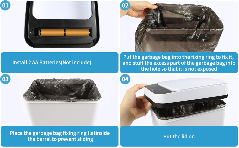 Amazon.com: 2 Pack Automatic Trash Can with Lid & 40Pcs Trash Bags - 3. ...