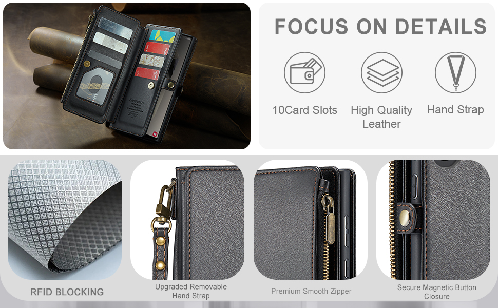 Defencase Wallet Case Compatible with Samsung Galaxy S24 Ultra wtih RFID Blocking Card Holder ...