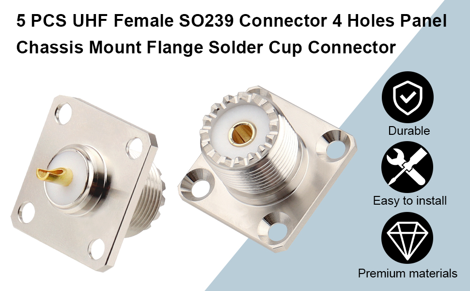 Amazon.com: MOOKEERF SO239 Connectors SO239 UHF Female RF Coax Connector SO239 4-Hole Flange ...