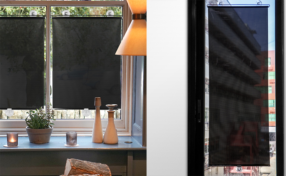 Amazon.com: VICASKY 40 * 125cm No Drilling Retractable Roller Window Shades Suction Cups ...