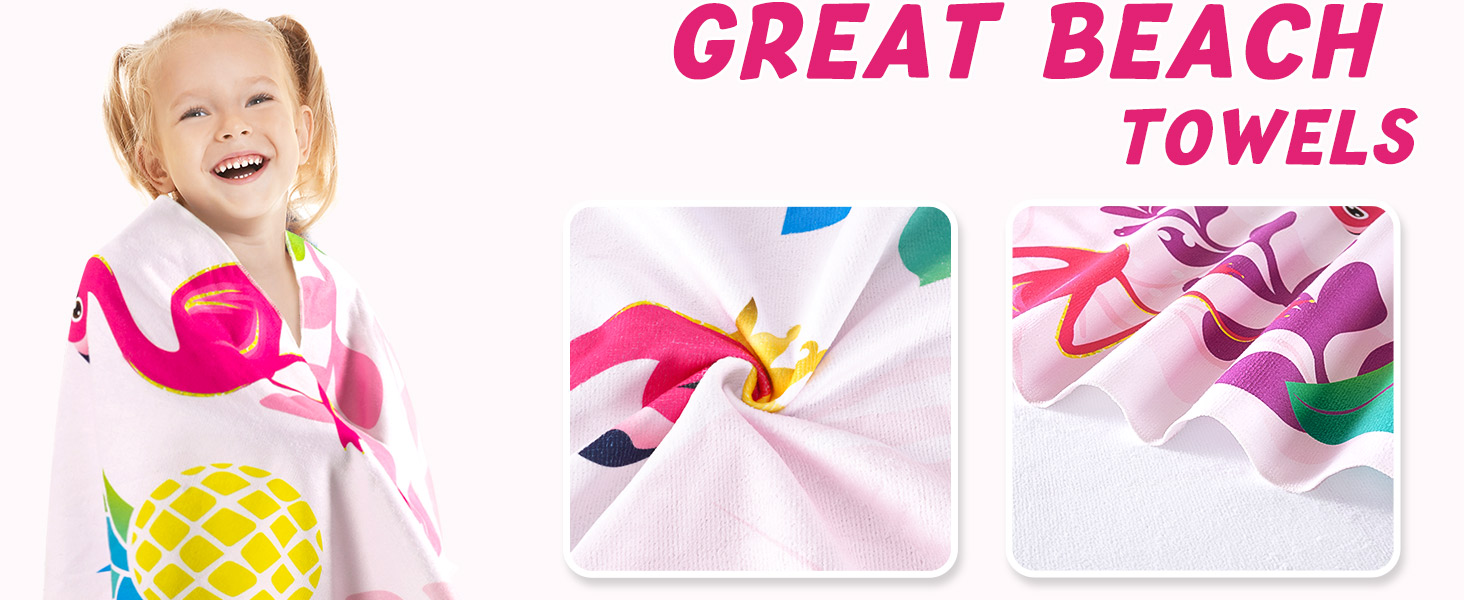 Amazon.com: WERNNSAI Kids Beach Towel for Girls - 30” x 60” Flamingo Sand Free Swim Towels Pool ...
