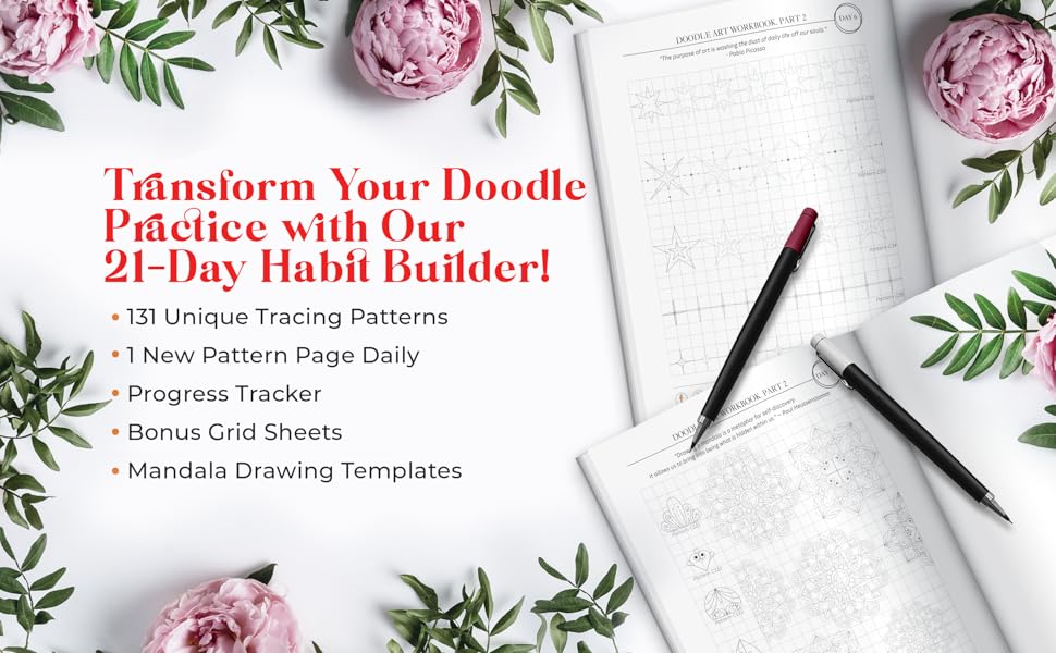 Doodle Art Workbook: 131 Patterns for Tracing to Master Drawing Habits ...