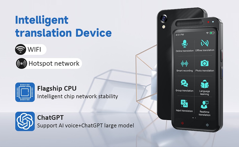 ROCKTECH AI Language Translator Device for Travel, Business, and Language Learning (Z6 ...