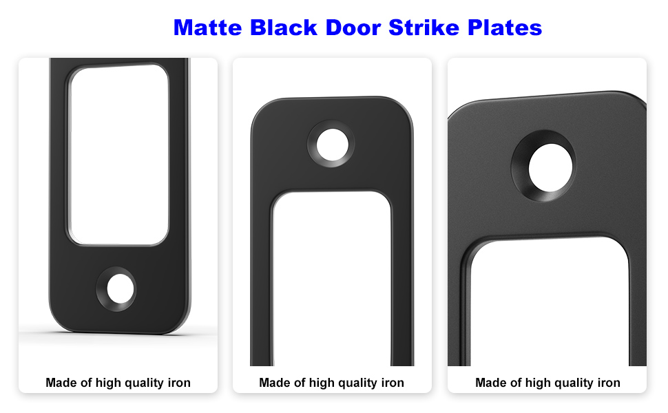 Black Deadbolt Strike Plate - Lock Strike Plate for Exterior Doors 1" x 2-1/4” Round Corner Dead ...