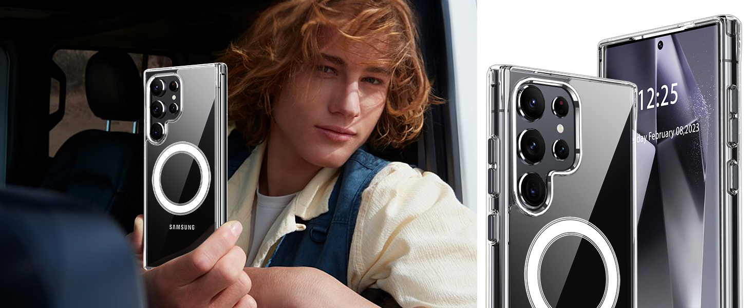 ANTSHARE Magnetic Case Compatible with Samsung Galaxy S24 Ultra Clear Case,Samsung S24 Ultra ...