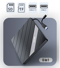 Amazon.com: Unitek External CD DVD Drive USB C 6-in-1 Portable DVD Player with Card Reader 3 USB ...