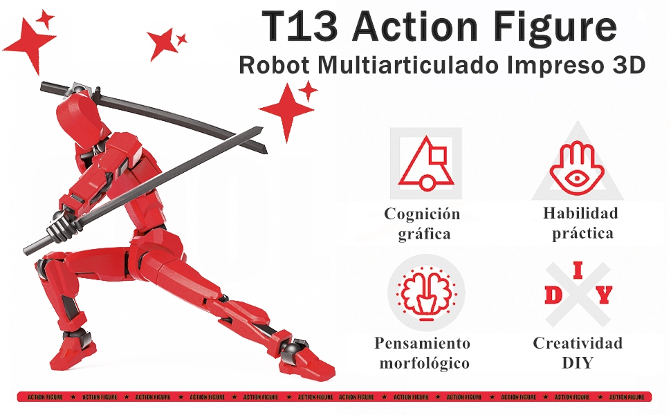 LUSCOR T13 Action Figure,Robot Multiarticulado Impreso 3D,Maniquí Modelo de Actividad Cuerpo ...