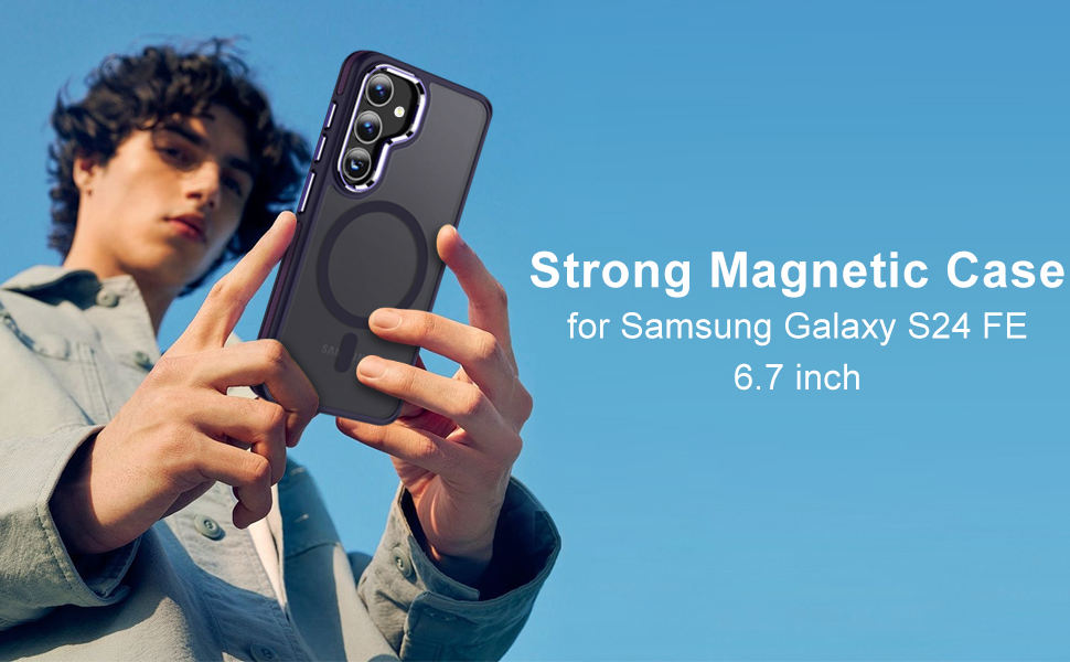Amazon.com: MALEWOLF Magnetic Case for Samsung Galaxy S24 Fe, Color Hybrid Translucent Cover ...