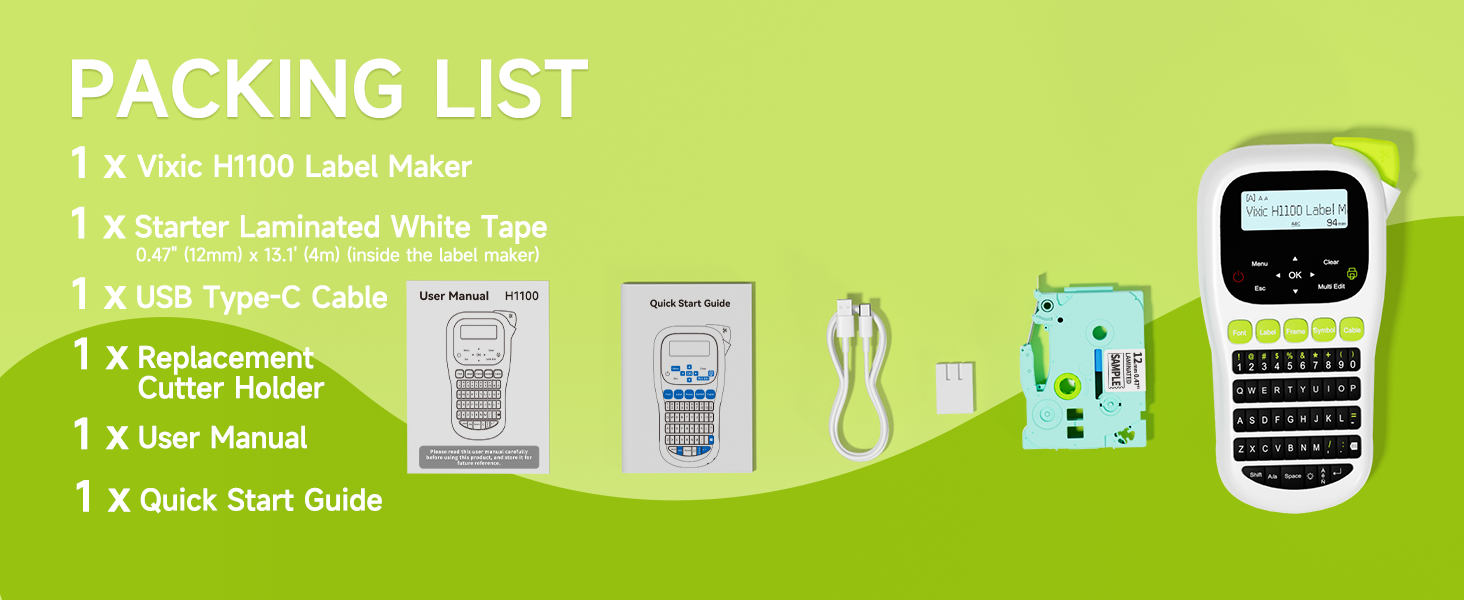 Amazon.com: Vixic Label Maker Machine, H1100 Portable QWERTY Keyboard Labeler with Backlight LCD ...