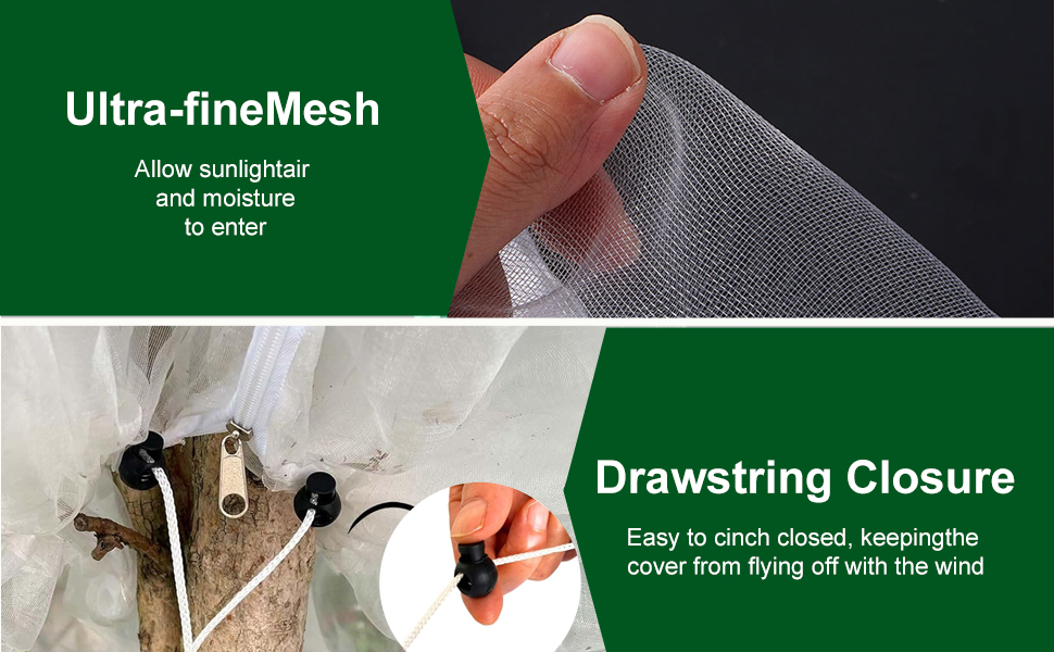Amazon.com : 2PCS Fruit Tree Netting Cover with Ziper & Drawstring -Fruits Blueberry Bush ...